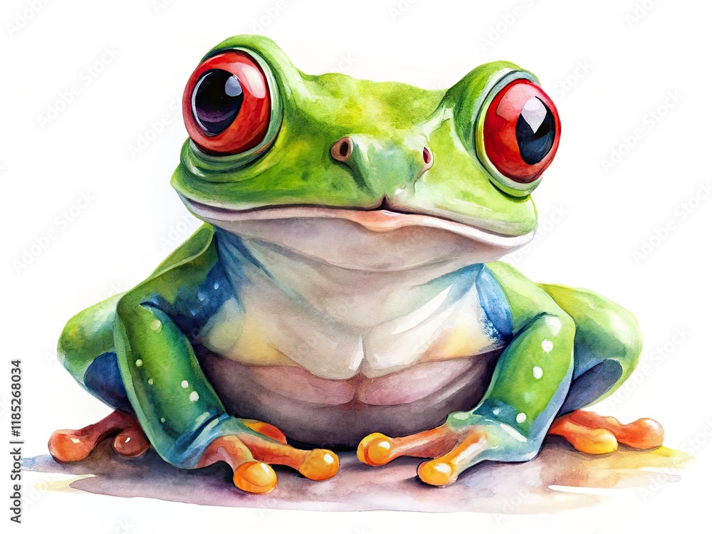 Cute Frog Watercolor Painting, Adorable Amphibian Illustration ...