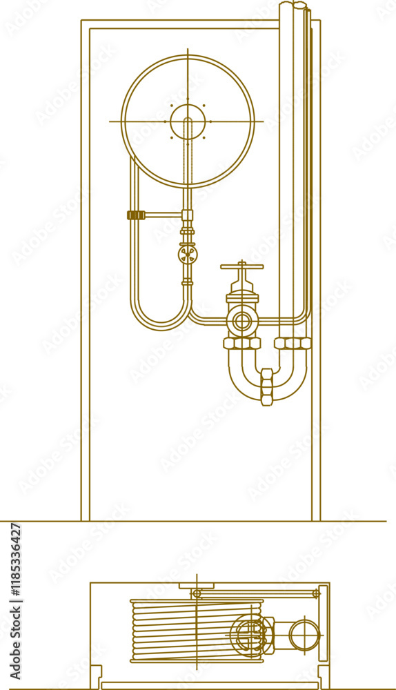 sketch of fire hydrant pipe illustrator for fire safety.eps Stock ...