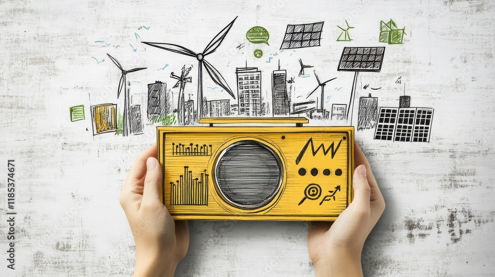 Sustainable Energy Revolution: A conceptual image depicting hands ...