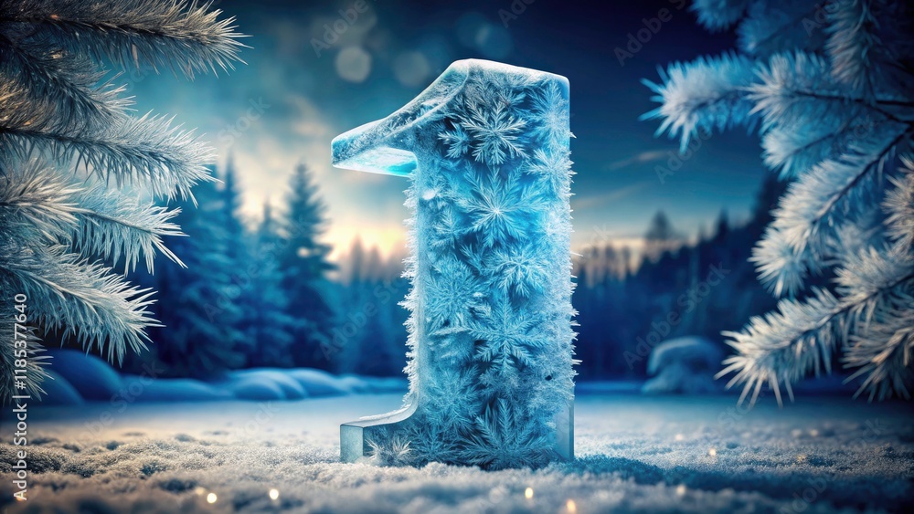 Stunning Panoramic Ice Font Number 1 on Transparent Background for ...