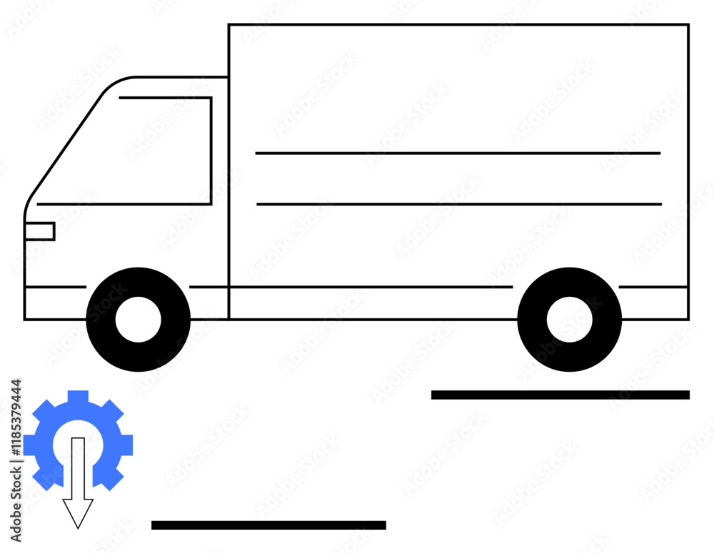 Truck moving forward with gear mechanism symbol below, highlighting ...