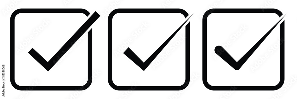 Checkmark vector, checkmark icon set, approved symbol, checked checkbox ...