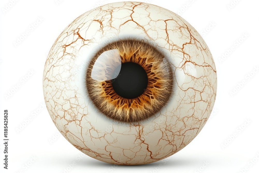 Hyperrealistic eyeball featuring intricate blood vessels and high tech ...