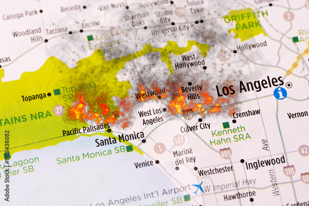 Los Angeles County, California - January 2025 - Wildfire Map Smoke Fire ...
