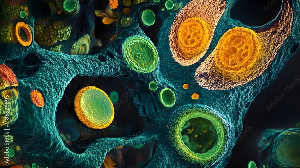 Microscopic View of Cellular Structures and Organisms Stock ...