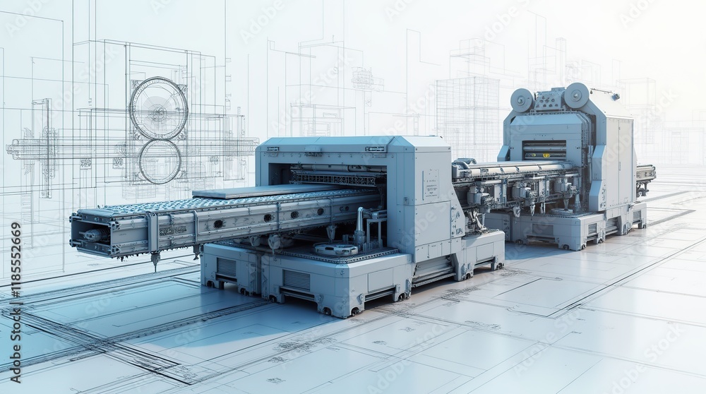 Futuristic Industrial Machine Design Render with High Precision and Complex Details Stock ...