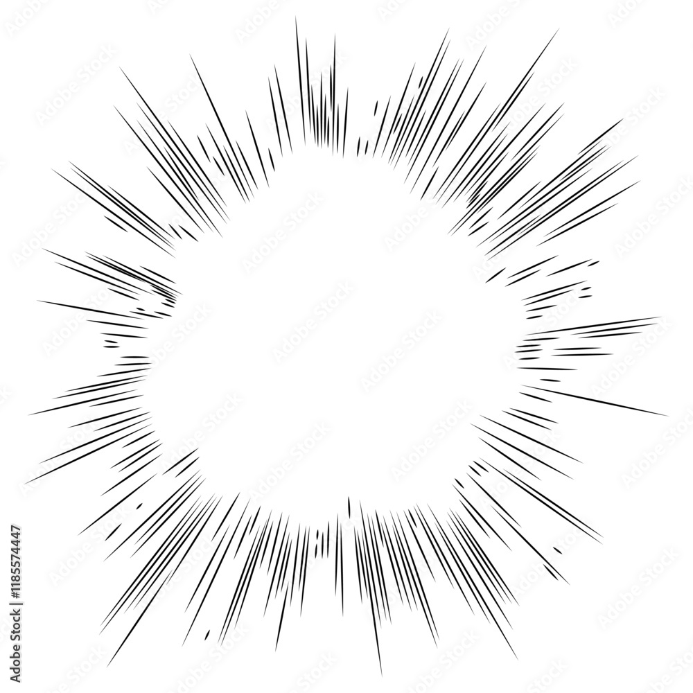 Speed lines manga effect. Comic line element. Radial focus for comic ...