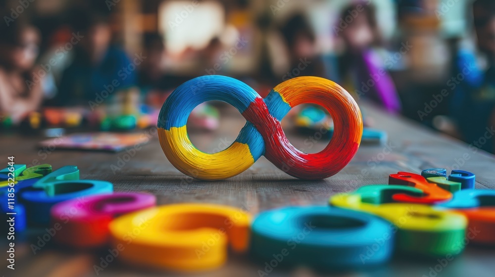Stock-Foto „Colorful infinity symbols and puzzle pieces represent unity ...