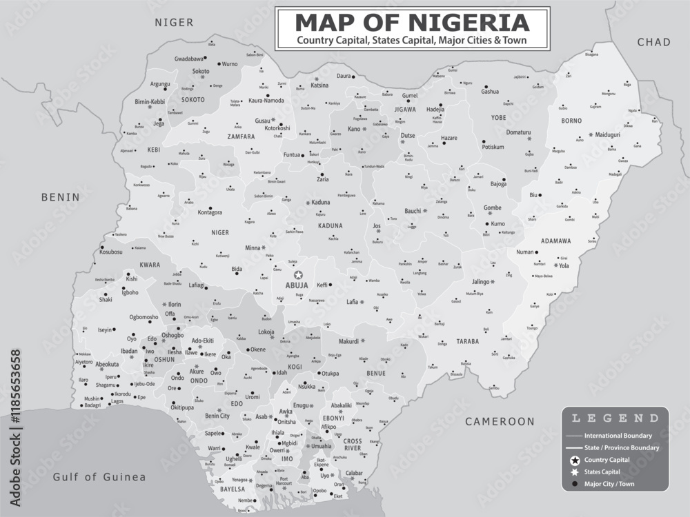 African Countries Geography Political map. Political map of country ...