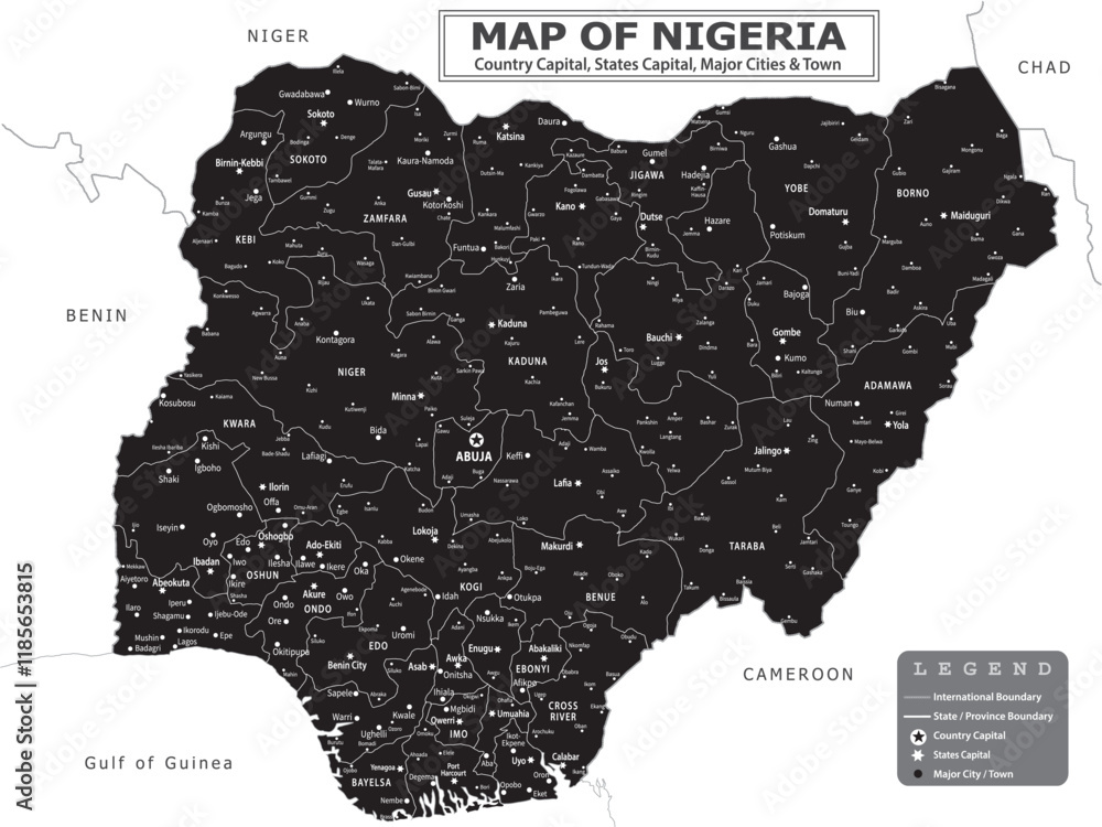 African Countries Geography Political map. Political map of country ...