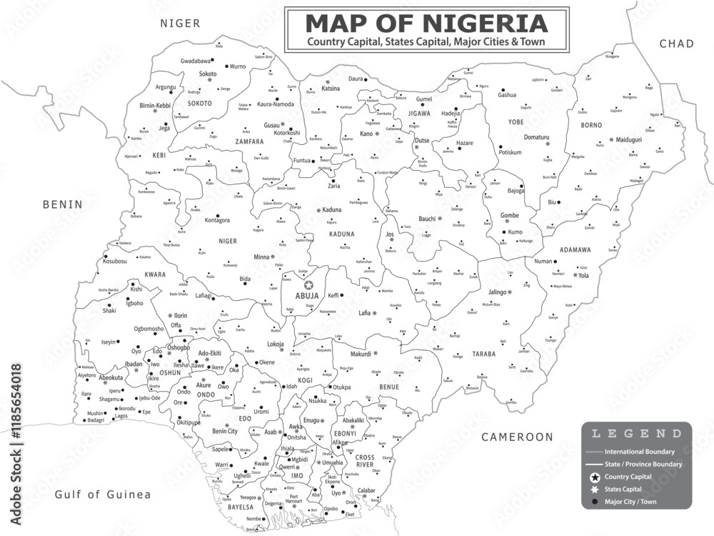 African Countries Geography Political map. Political map of country ...