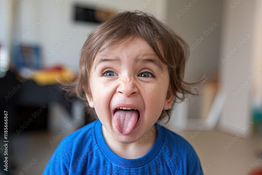 Child making a silly face by sticking out their tongue Stock Photo ...