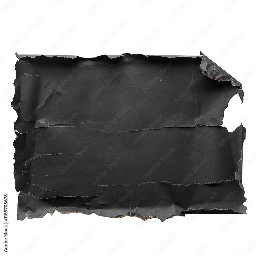 Ripped black paper torn apart, textured, Pieces of black torn paper ...