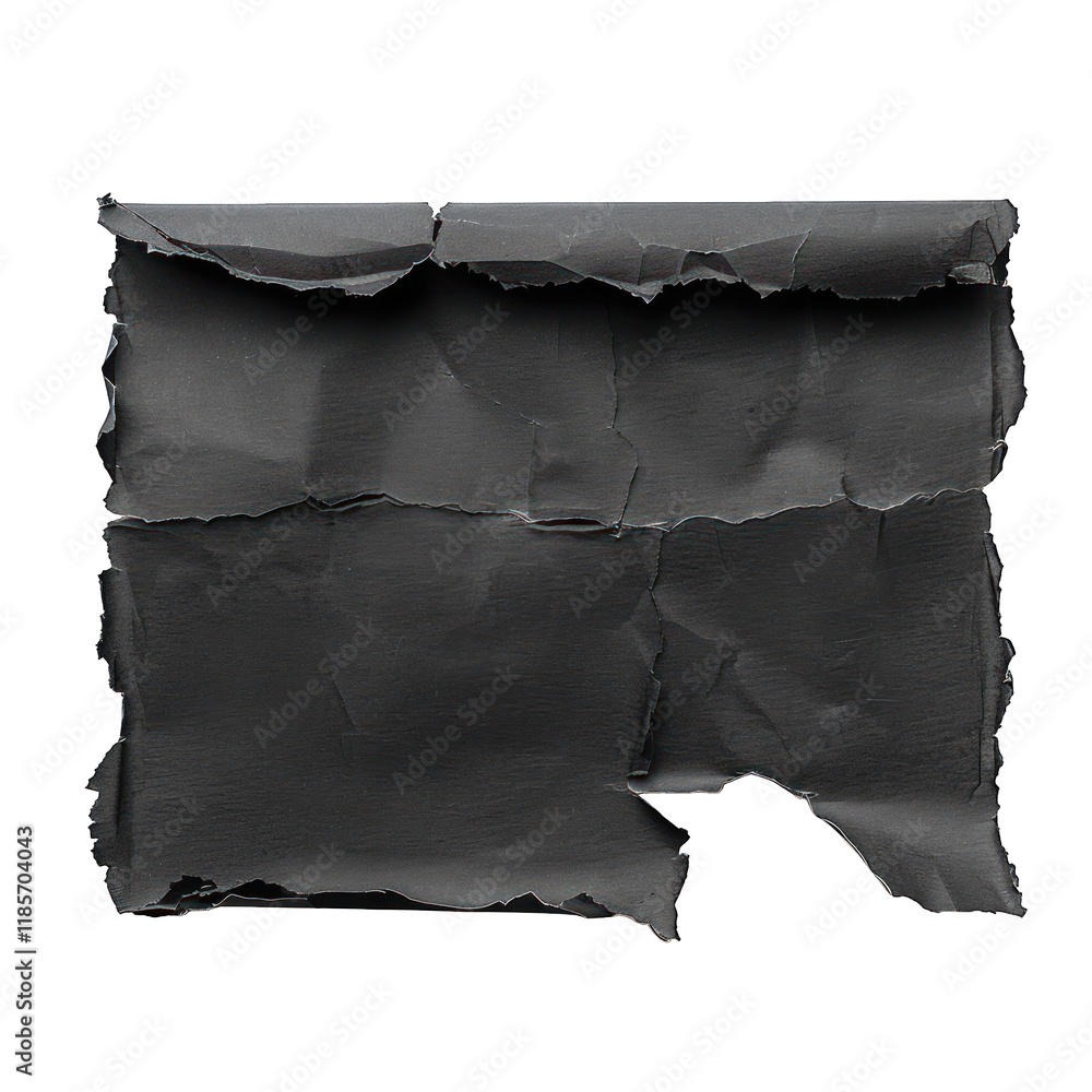 Ripped black paper torn apart, textured, Pieces of black torn paper ...