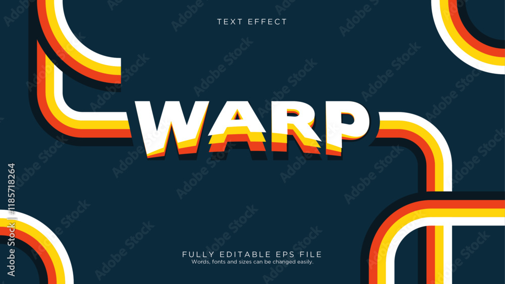 Warp Effect Text Effect Font Style Stock Vector | Adobe Stock