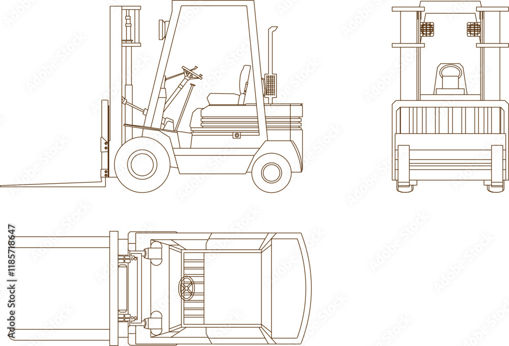 Illustrator sketch of heavy equipment vehicle forklift for lifting ...