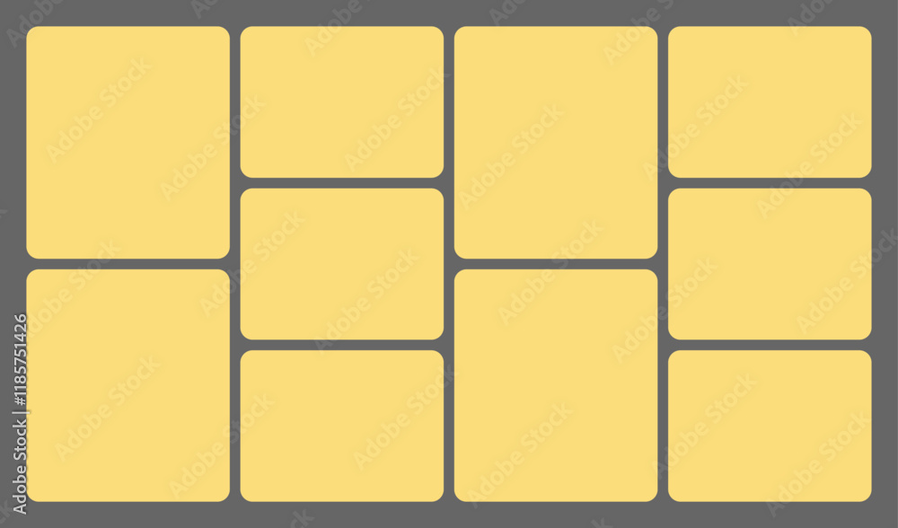 Dimensions 16x9 trendy bento grid layout style brick Ui UX templates ...