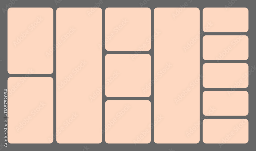 Dimensions 16x9 trendy bento grid layout style brick Ui UX templates ...