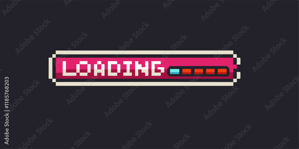 Retro pixelated loading bar design for technology interface and game ...