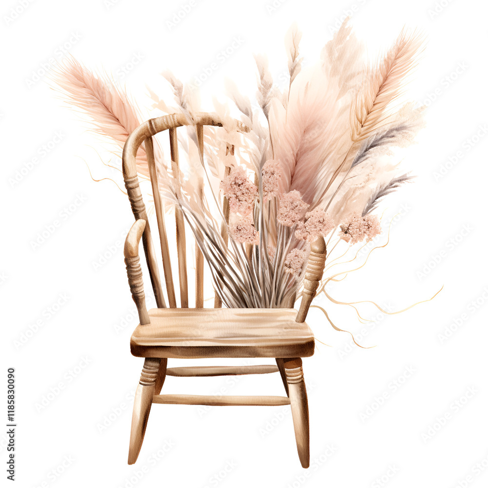 Pampas Grass Clipart Vector Illustration Stock Illustration | Adobe Stock