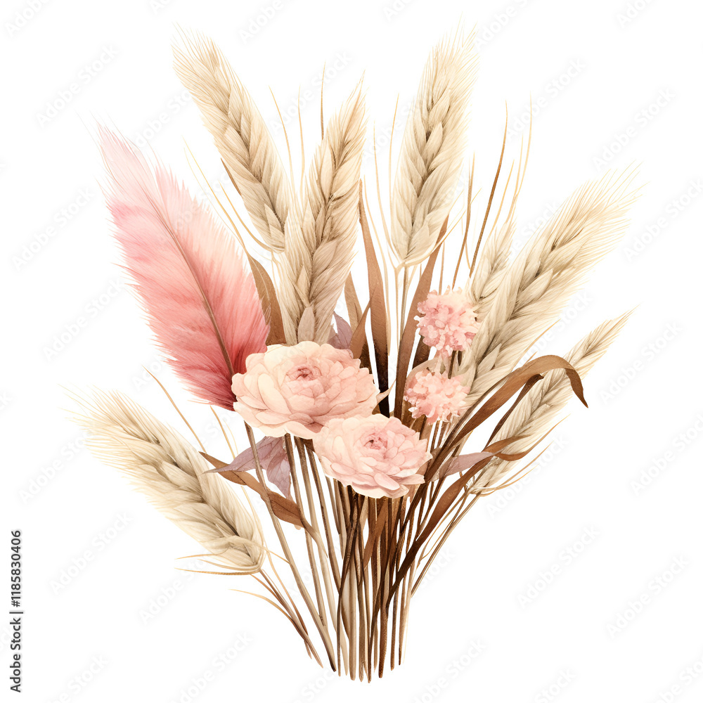 Pampas Grass Clipart Vector Illustration Stock Illustration | Adobe Stock