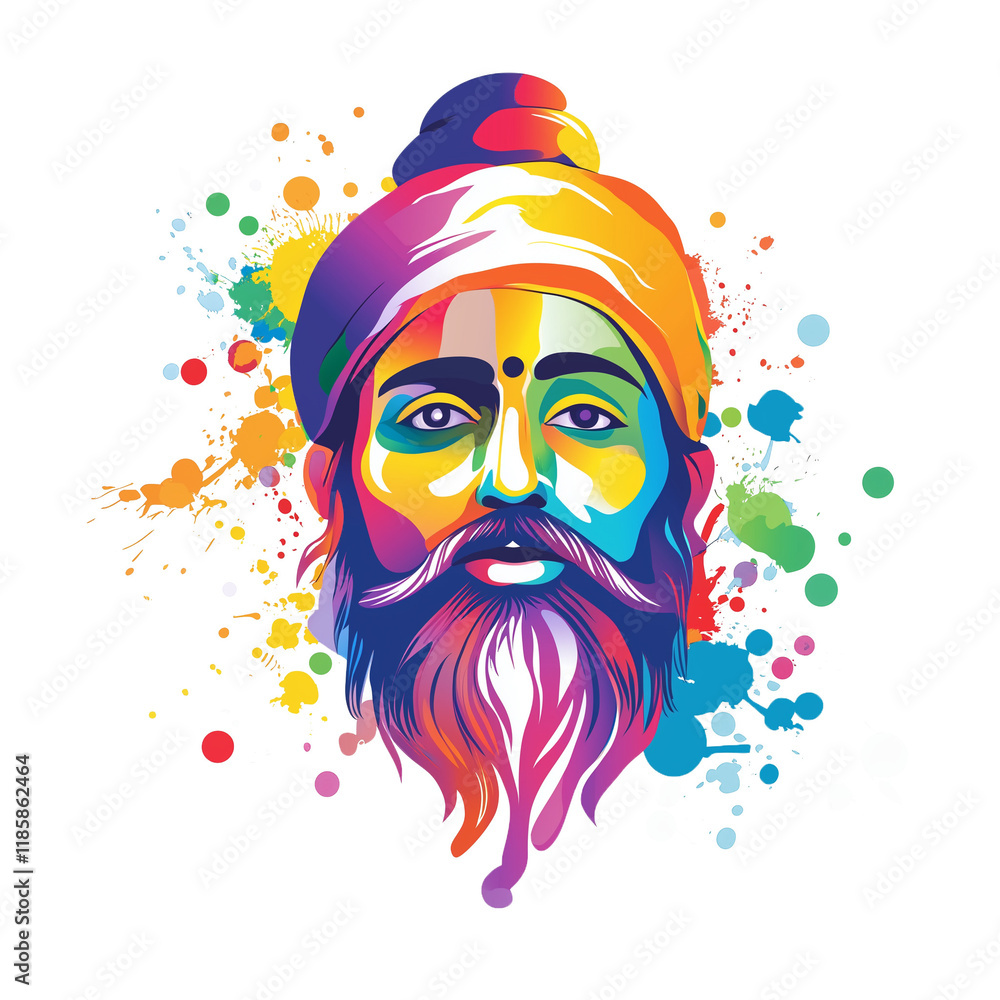 Guru Ravidas Jayanti face design with paint splash on Transparent ...
