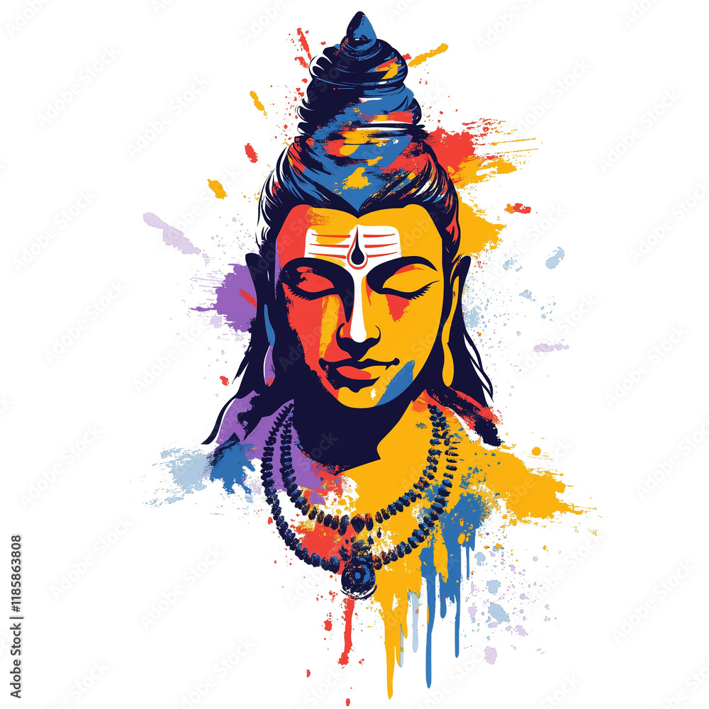 Lord Shiva face design with paint splash on Transparent background, PNG ...