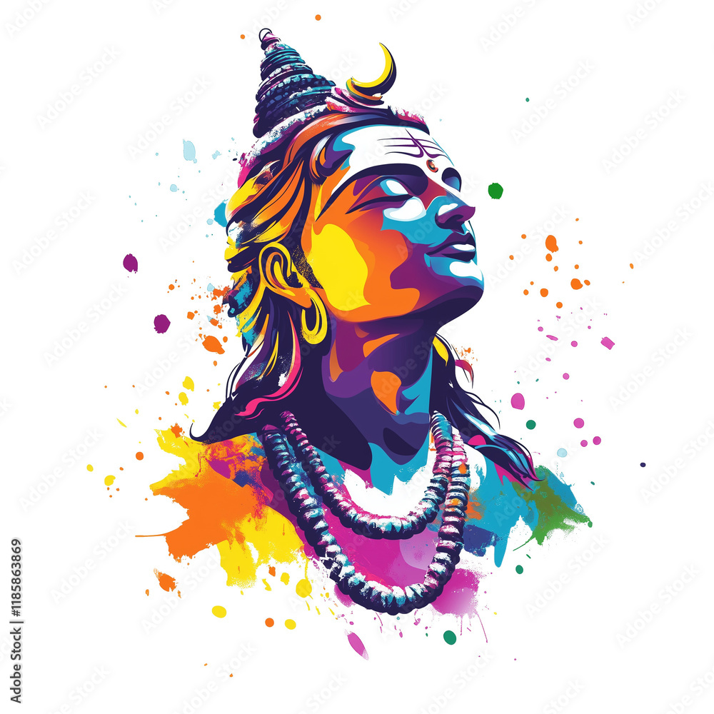 Lord Shiva face design with paint splash on Transparent background, PNG ...