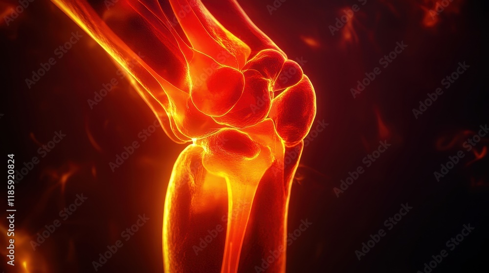 Human Knee Joint Anatomy: A Detailed 3D Rendering of the Knee Showing ...