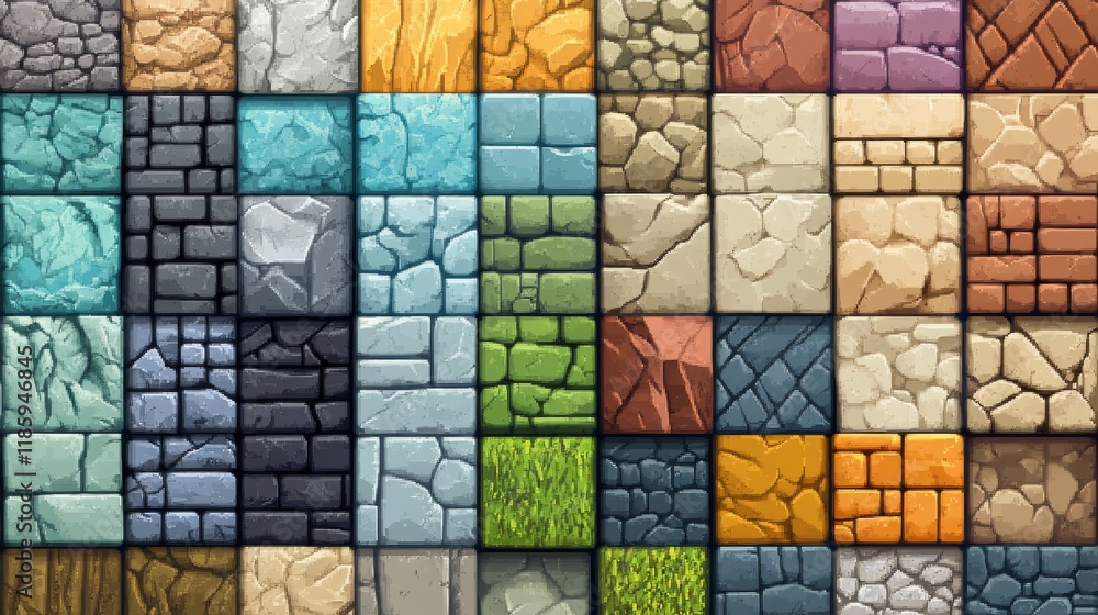 8-bit style terrain block collection, pixel-perfect game textures ...