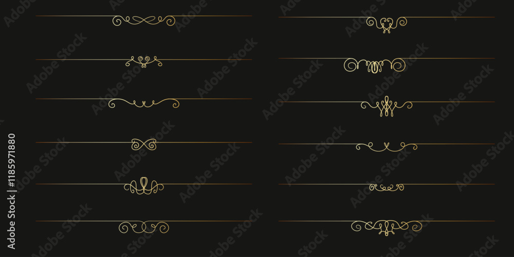 Luxury golden thin lines for text or chapter separation. Vintage gold ...