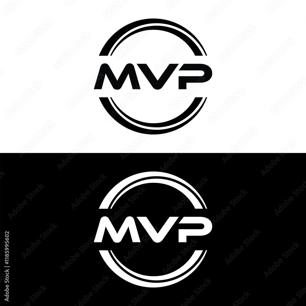 MVP letter logo design in illustration. Vector logo, calligraphy designs for logo, Poster ...