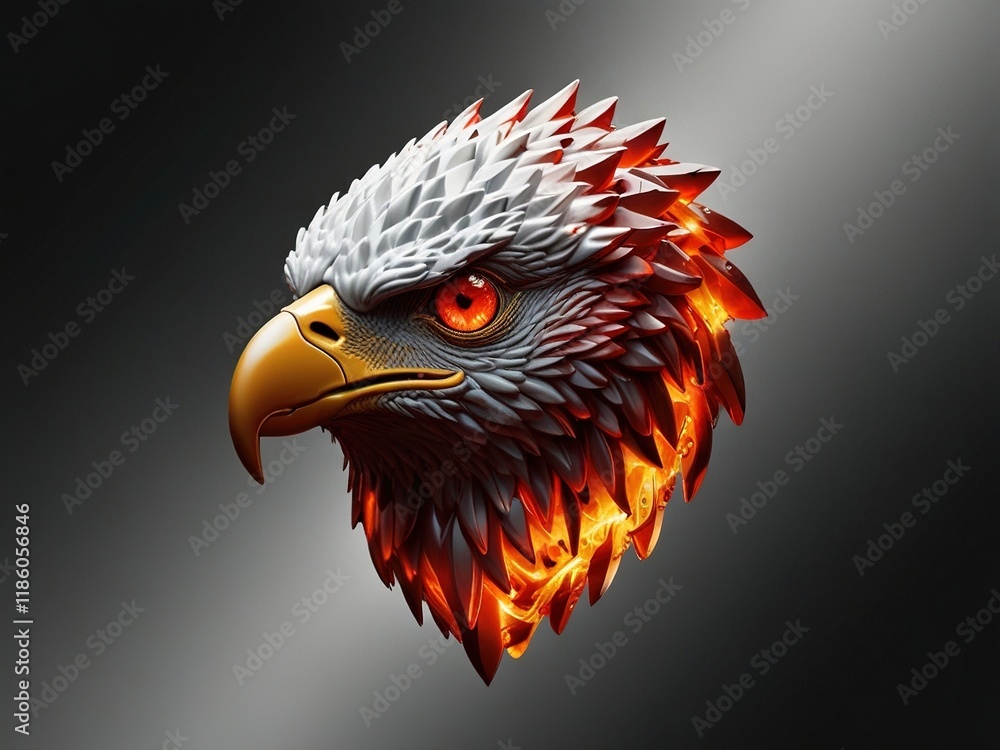 An immense and powerful eagle breathing fire. digital art illustration ...