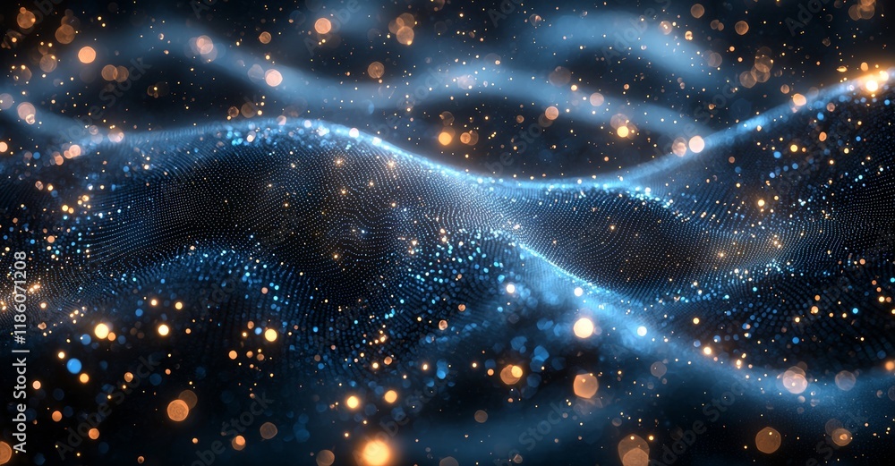 Intense background animation features particles and circles in motion ...