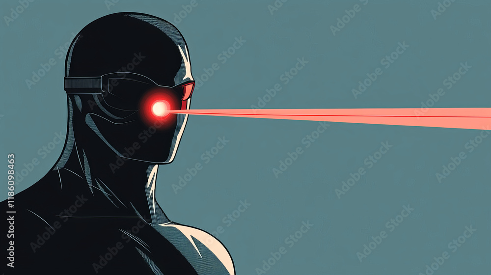 Illustration Stock Laser red eyes meme game superhero vector template ...
