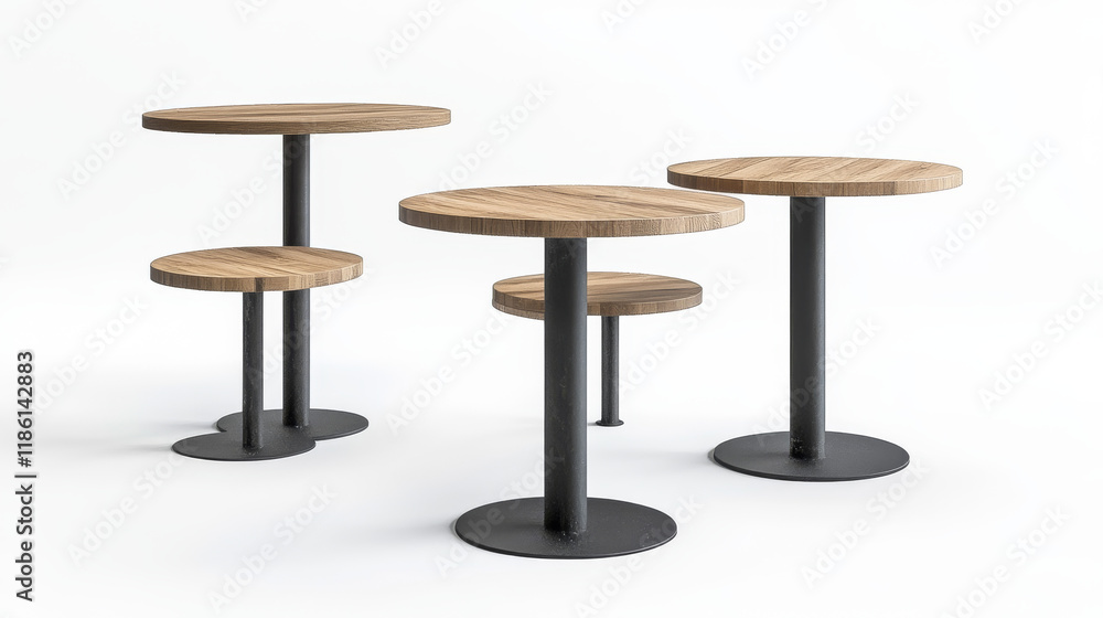Cafe tables set isolated on white background. Vector cartoon ...