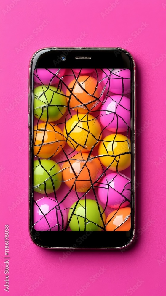 Elegant A phone screen displaying a fake cracked screen prank ...