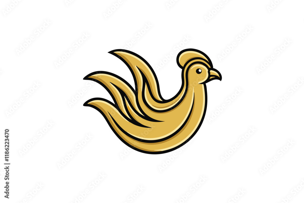Elegant illustration of a golden Sankofa bird with minimalist and ...