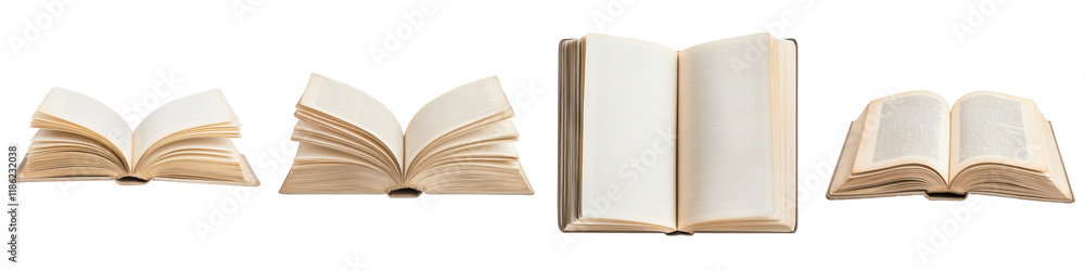 Open books with pages on white background education and learning ...