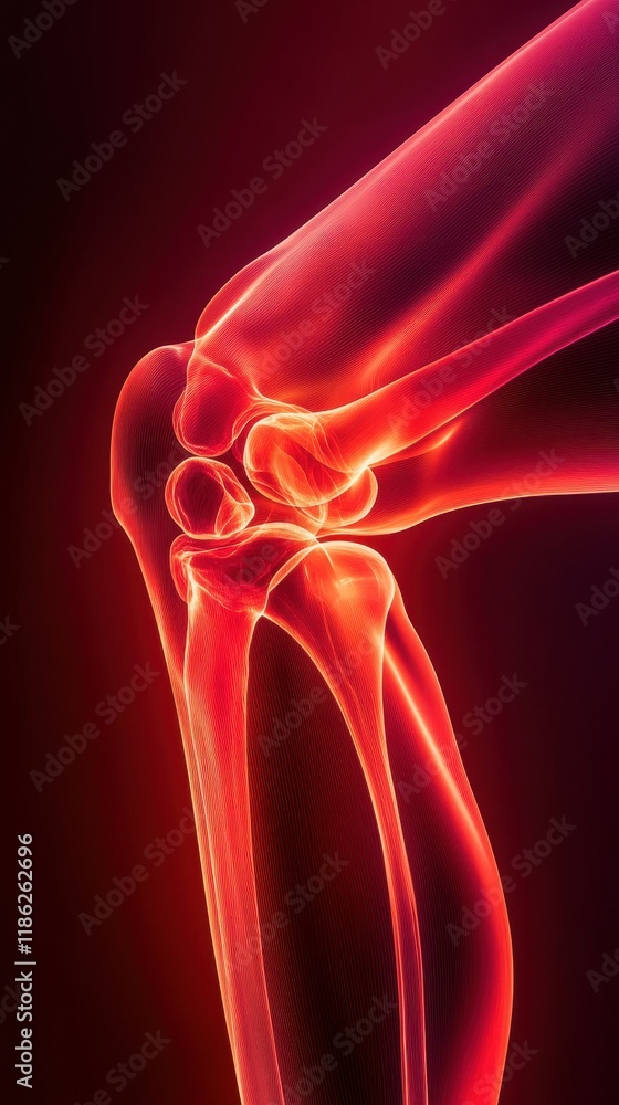 Human Knee Joint Anatomy: Detailed 3D Medical Illustration of Leg Bones ...