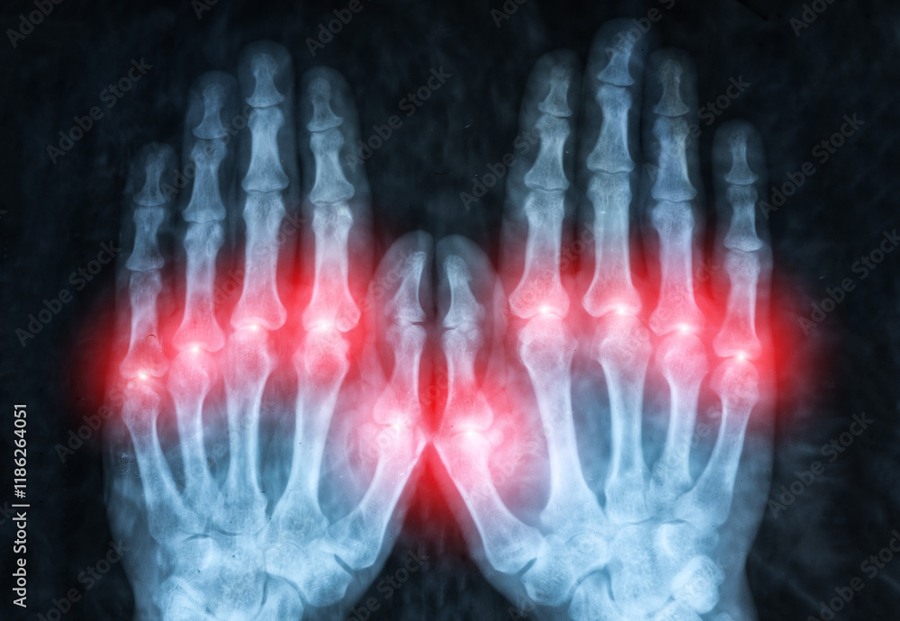 X-Ray Image of Human hands bones. Skeletal structure for medical ...