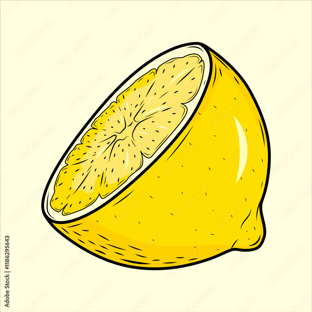 Hand-Drawn Lemon Citrus Fruit Sketch Vector Illustration. Vegan-Friendly Lemon Ingredient ...