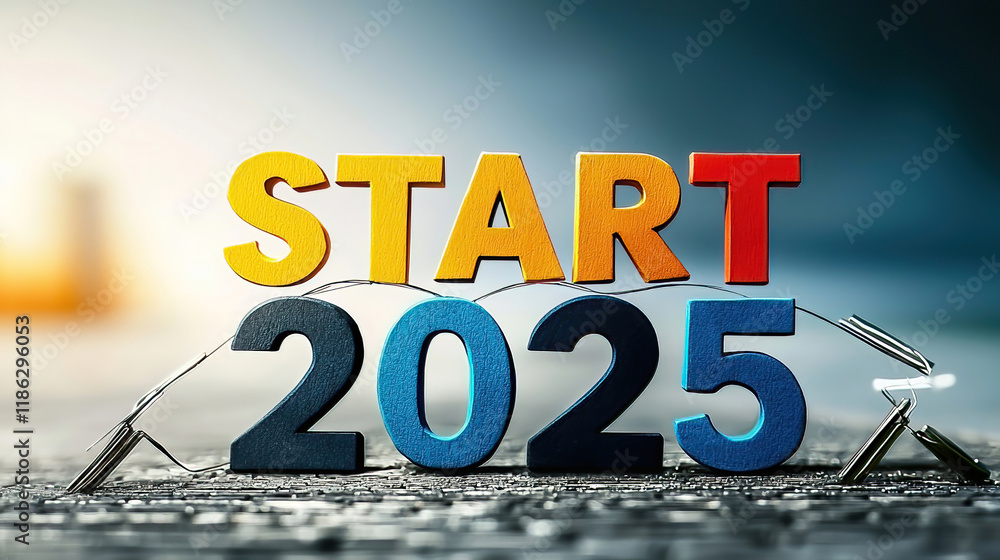 Word START 2025 introduces the concept of the New Year 2025. Bright and ...