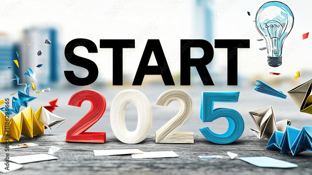 Word START 2025 introduces the concept of the New Year 2025. Start the ...