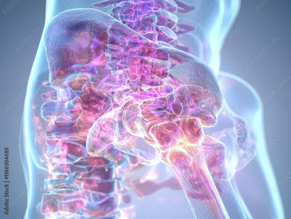 Human Skeletal System: Pelvis and Hip Joint Anatomy. Stock Illustration ...