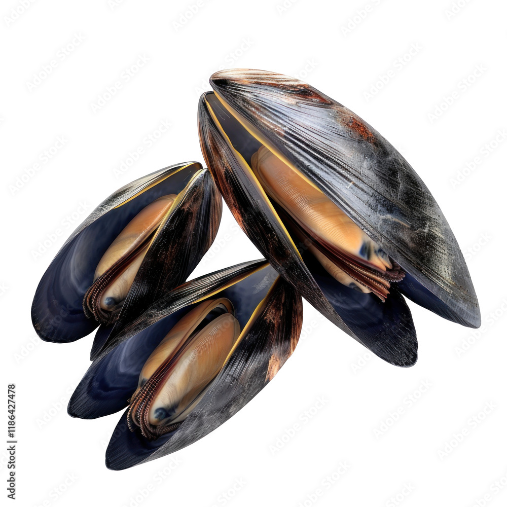 Photorealistic Isolated Mussels on Clean transparent background with ...