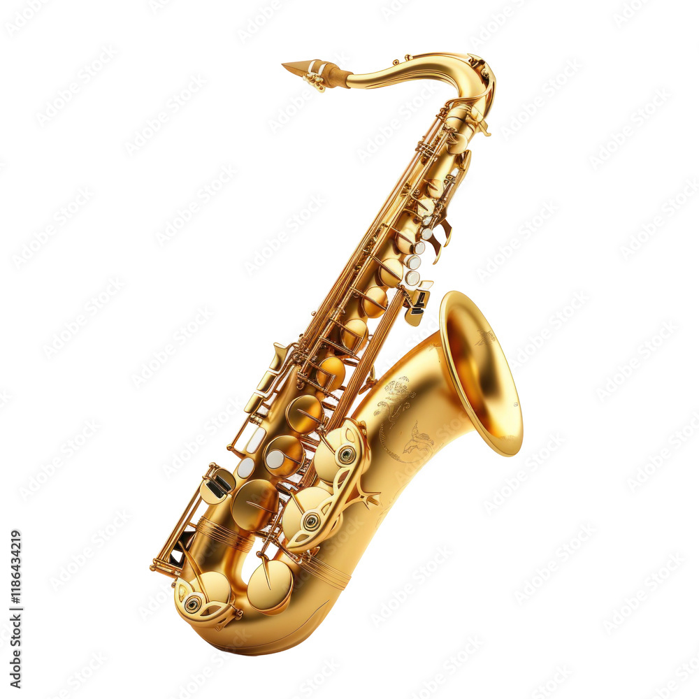 Isolated Golden Saxophone on Clean transparent background ...