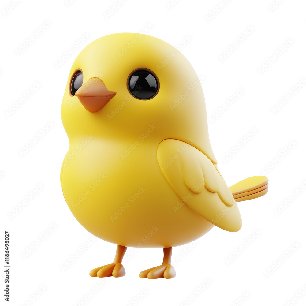 Cute 3D Cartoon Canary Character on transparent background with Bright ...