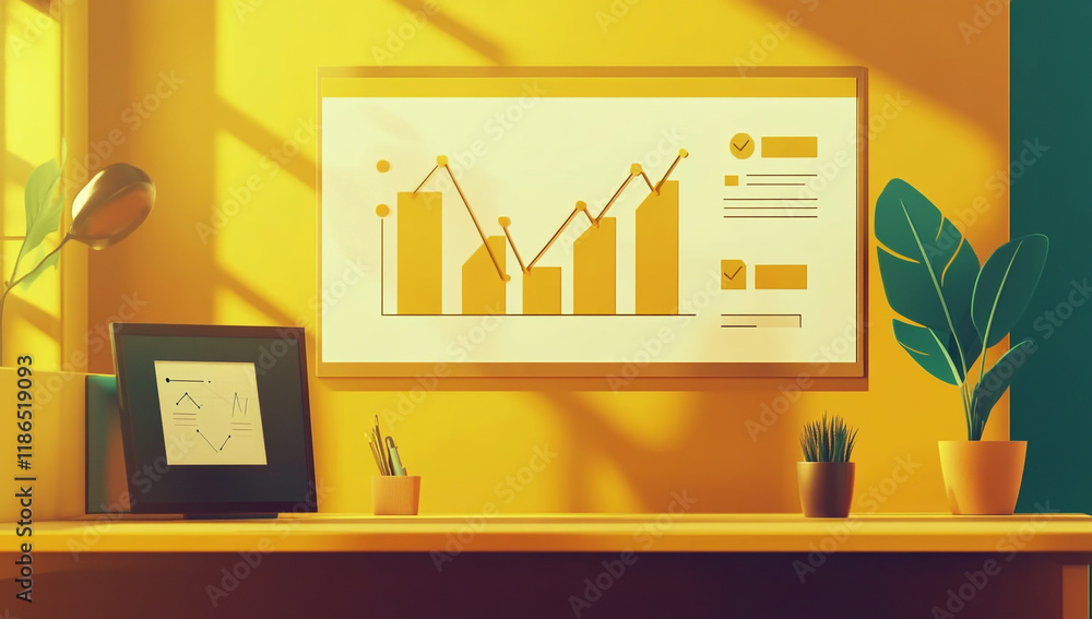 Animated Graph Showing Upward Trend with Charts and Whiteboard Stock ...