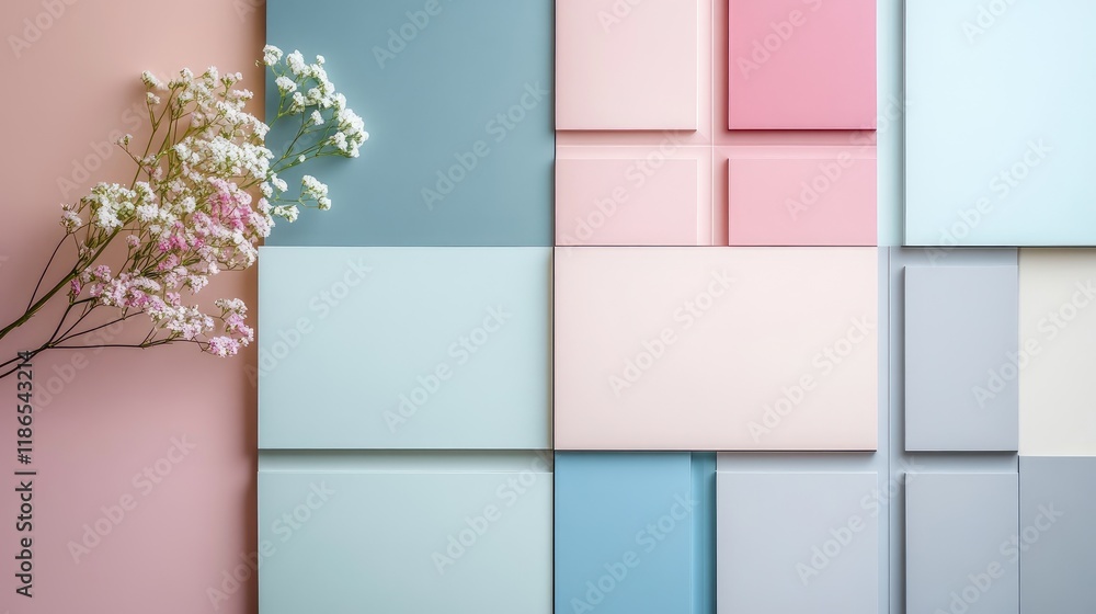 Elegant Soft Color Palette with Textured Panels and Floral Accent for ...